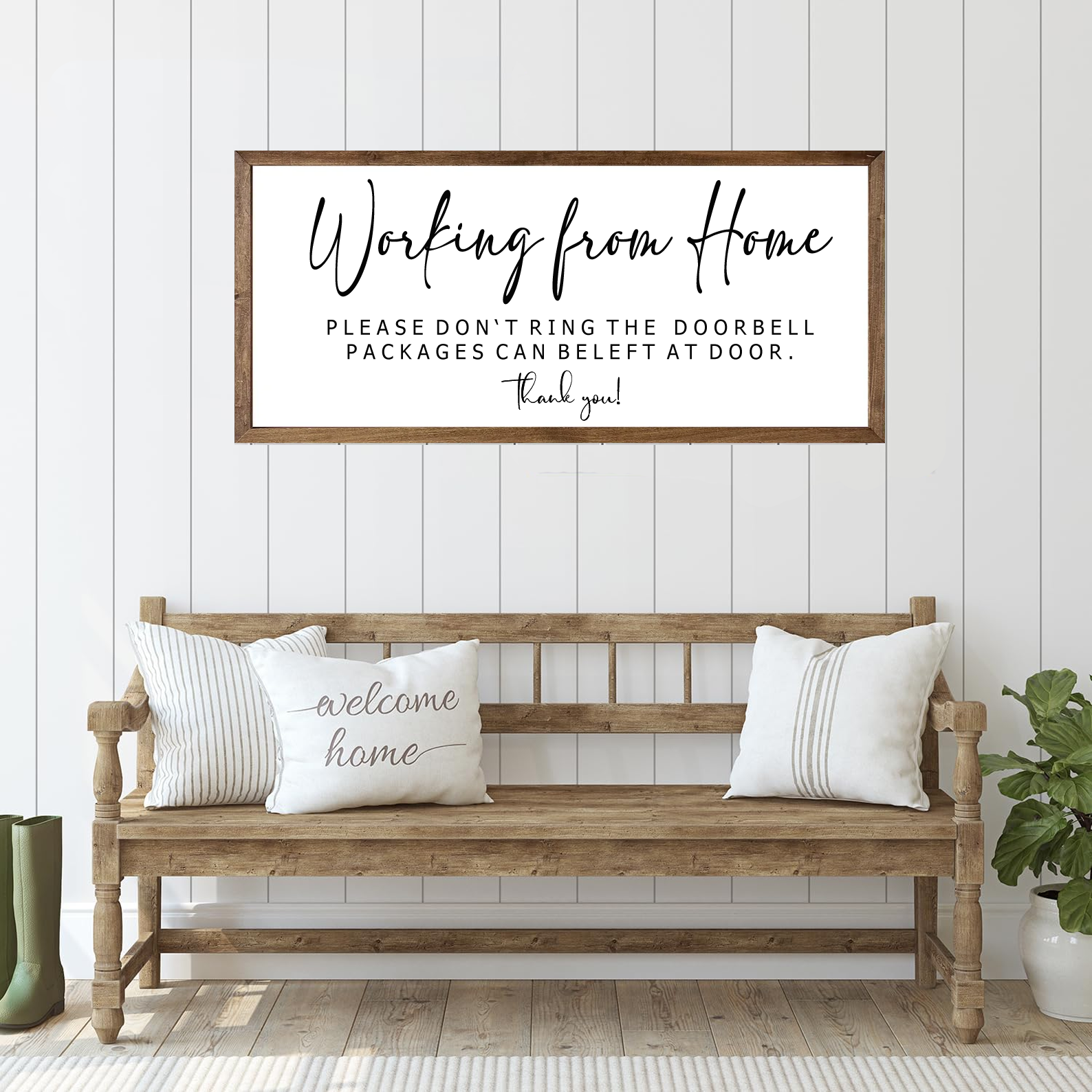 Working From Home Wood Framed Sign – Moe's Custom Graphics